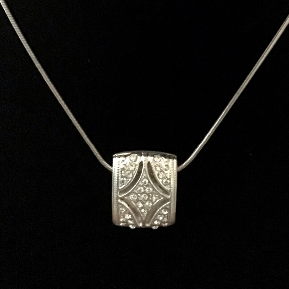 Trifari | Jewelry | Vtg Trifari Rhinestone Silver Rectangular Pendant W ...